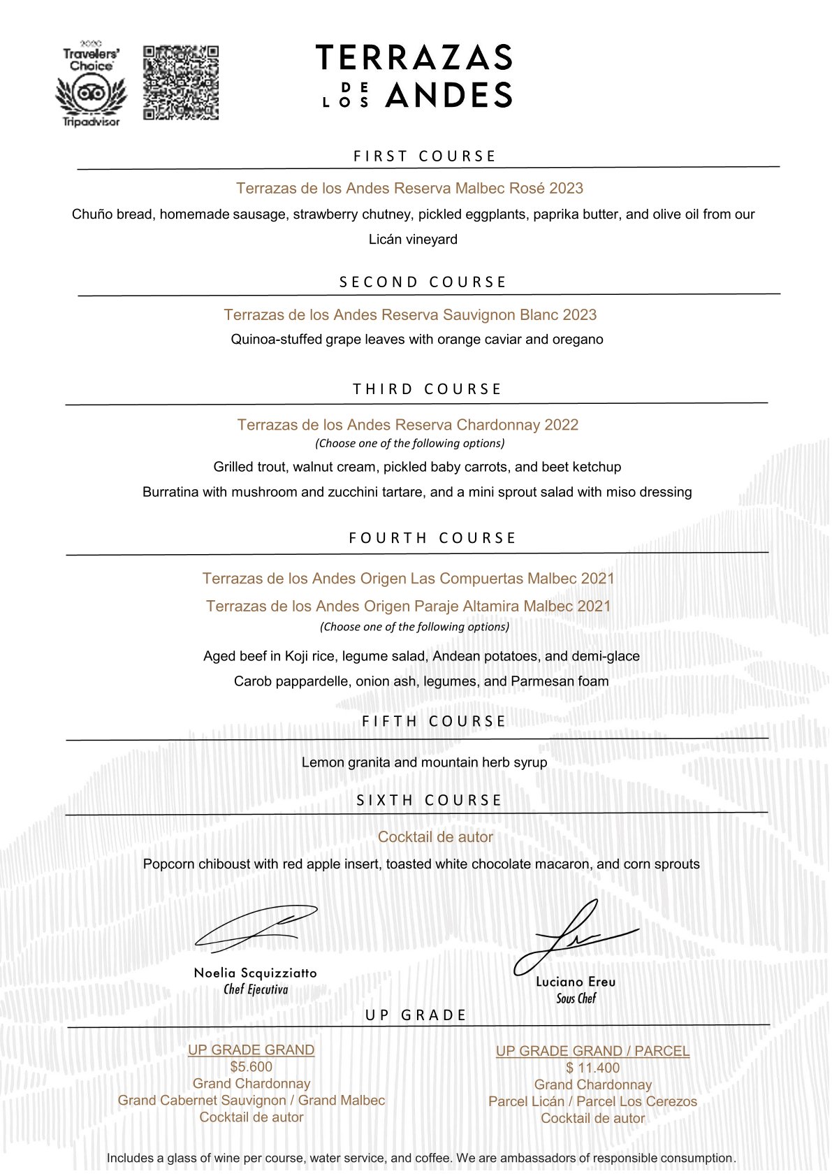Menu Terrazas de los Andes – Chandon